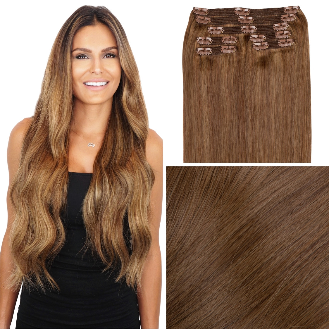 Light Brown Clip In Hair Extensions | Cashmere Hair