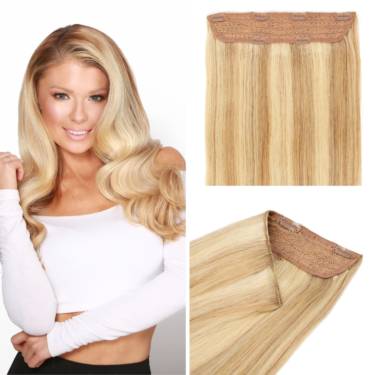 One Piece Volumizer Sunset Blonde Clip In Hair Extension | Cashmere Hair