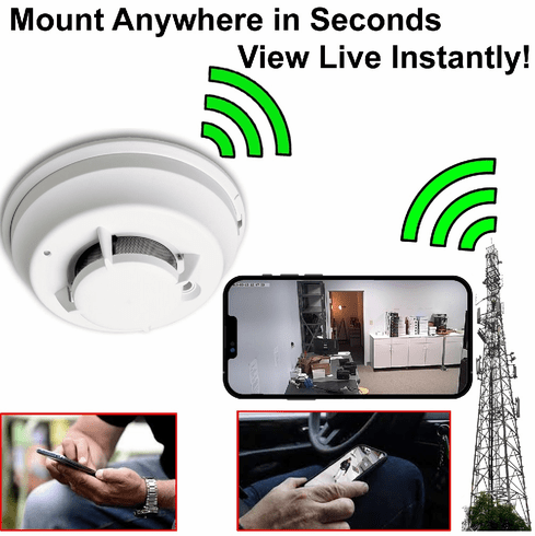 Commercial Smoke Detector 1080p Side View Camera w/ 4G Cellular Remote ...