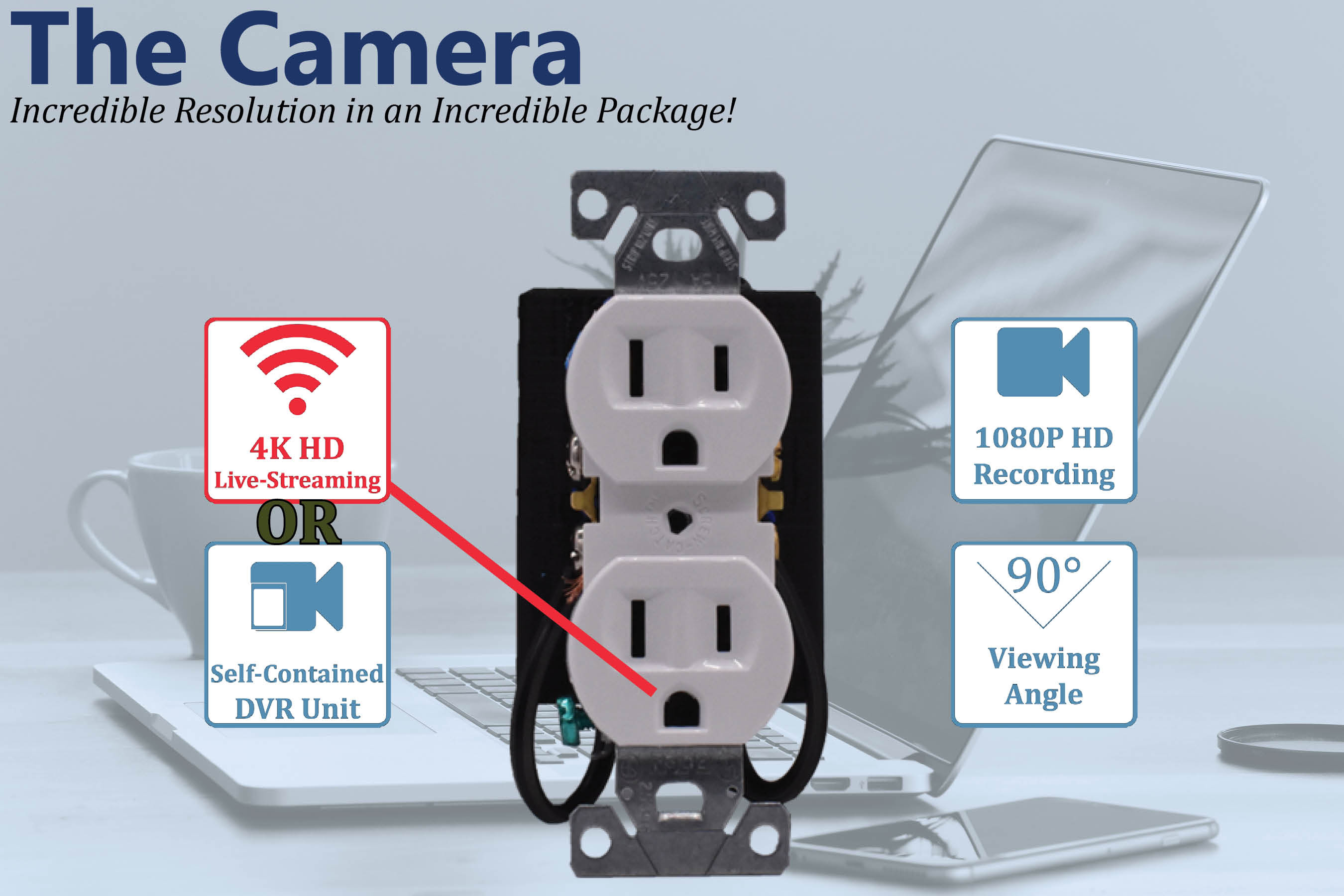 Wall Plug Power Outlet 4K Hidden Camera w/ DVR & WiFi Remote View ...