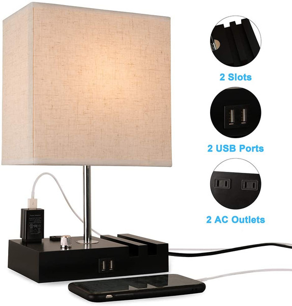 Functional Table Lamp w/ USB Charger Hidden 4K Camera w/ DVR & WiFi ...