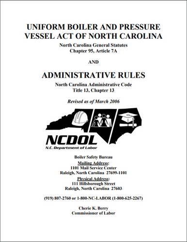 Uniform Boiler and Pressure Vessel Act of North Carolina - My ...