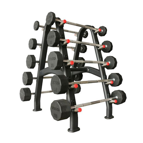 TKO (20-110 lb) Fixed Rubber Barbells & Rack | Gtech Fitness