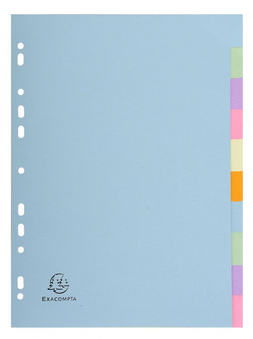 Exacompta Forever 10-Part Dividers A4 Recycled 170gsm Pastel
