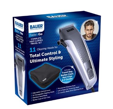 Bauer Professional Fade&Go Complete Hair Clipper Travel Set