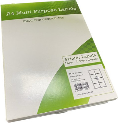 A4 Multipurpose Labels 8 Per Sheet