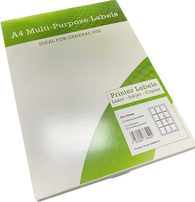 A4 Multipurpose Labels 12 Per Sheet