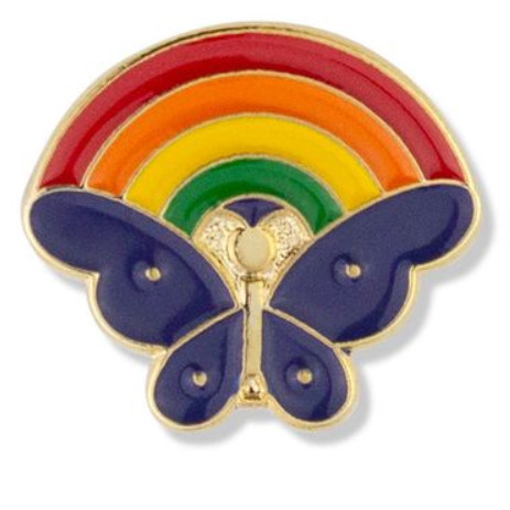 Butterfly with Rainbow Enameled Lapel Pin - Episcopal Shoppe