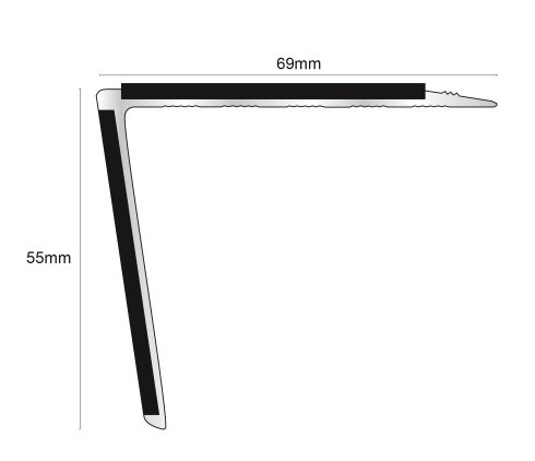 DDA Rake Back Stair Nosing with 55mm Insert on Tread & Riser