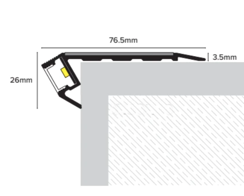 LED Anti-Slip Step Lighting Profile – Downward-Facing Illumination