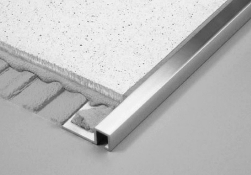 Decorative Aluminium Square Edge Tile Edging – Anodised Silver, 2.5m
