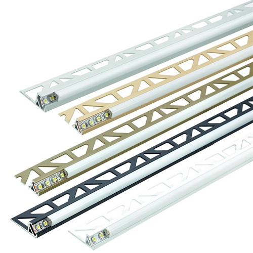 LED Aluminium Square Edge Tile Trim for Stone & Tile – 2.5m