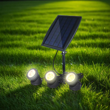 Solar Ground Spotlight Kit 3 Lights IP68 4000K Adjustable | Sunz