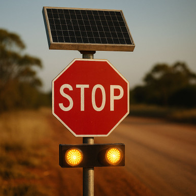 Solar Stop Sign Australian Standard Visible To 1km 5 Nights Autonomy | Sunz