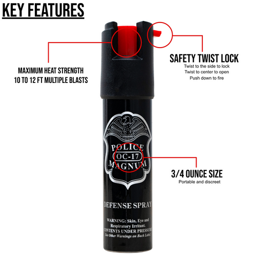 Police Magnum Pepper Spray- Made In The USA - 2 Pack 3/4oz Defense