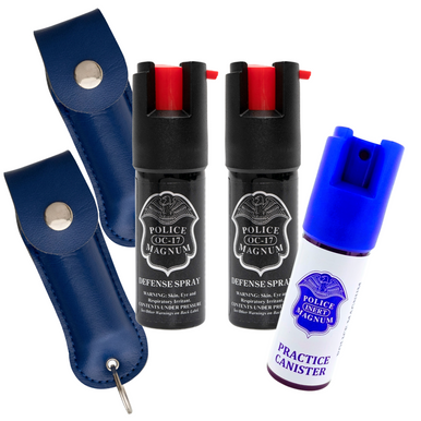 2 Pack Pepper Spray Blue Holster Keychain & Practice Spray