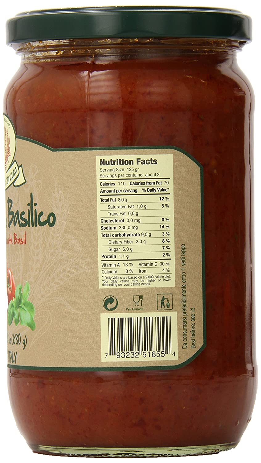 Rustichella D'Abruzzo Tomato Sauce with Basil 24oz - Wholesome Good