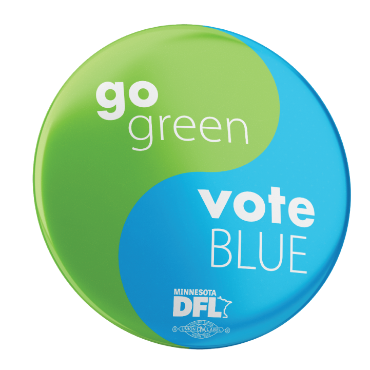 Go Green, Vote Blue (2.25" Mylar Button -- Pack Of Two!) - Minnesota ...