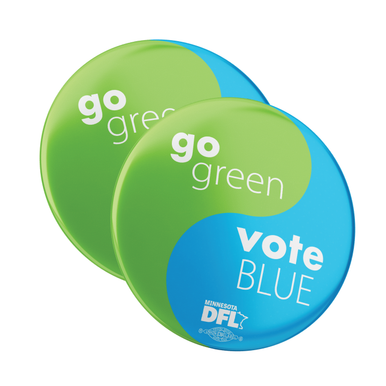 Go Green, Vote Blue (2.25" Mylar Button -- Pack Of Two!) - Minnesota ...