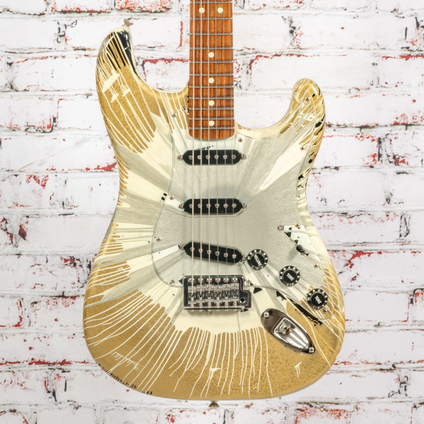 Fender - 2003 Splatter Stratocaster Electric Guitar - Black w/Gold ...