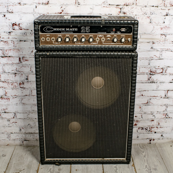 Used Teisco Checkmate 25 Solid State 2 Channel Head w/ Matching 2x12" Cab