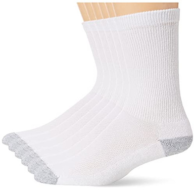 Heavyweight Durable Cotton Athletic White Crew Sock, 12 Pair Bulk Pack