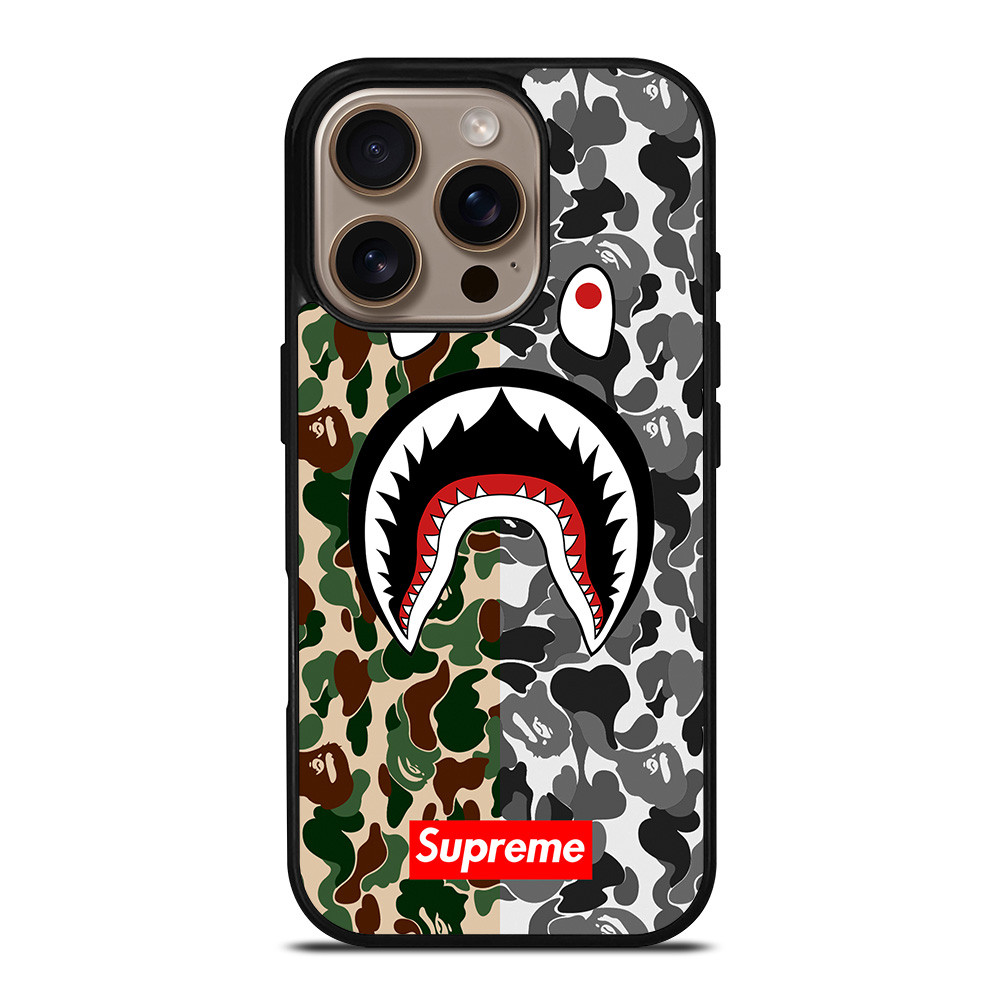 BAPE SHARK SUPREME CAMO 2 iPhone 16 Pro Case Cover