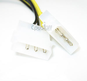 Power Y-Cable, P4 Plug Socket to 2x 4-pin Molex Connectors, 6 inch ...