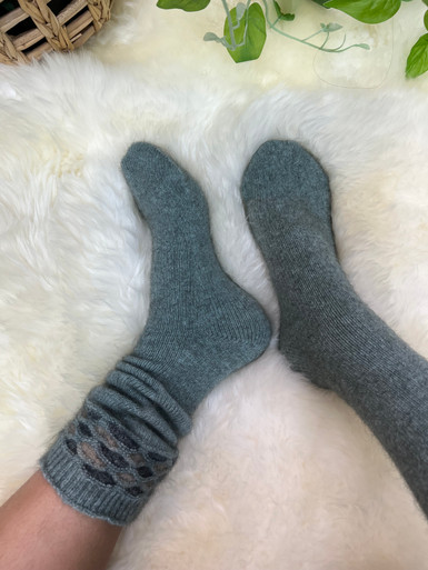 Possum Merino Socks: Wave Trim Design - Buy Now!