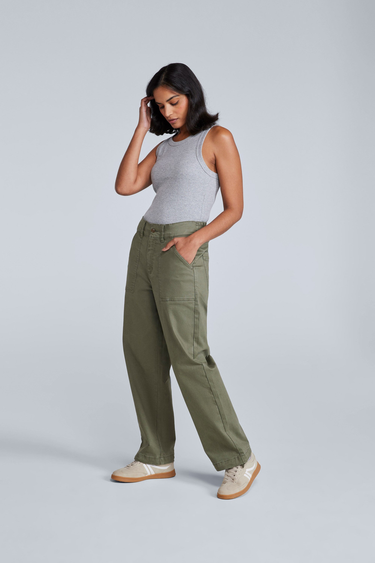 Olive Womens Stretch Cargo Trousers | Mountain Warehouse