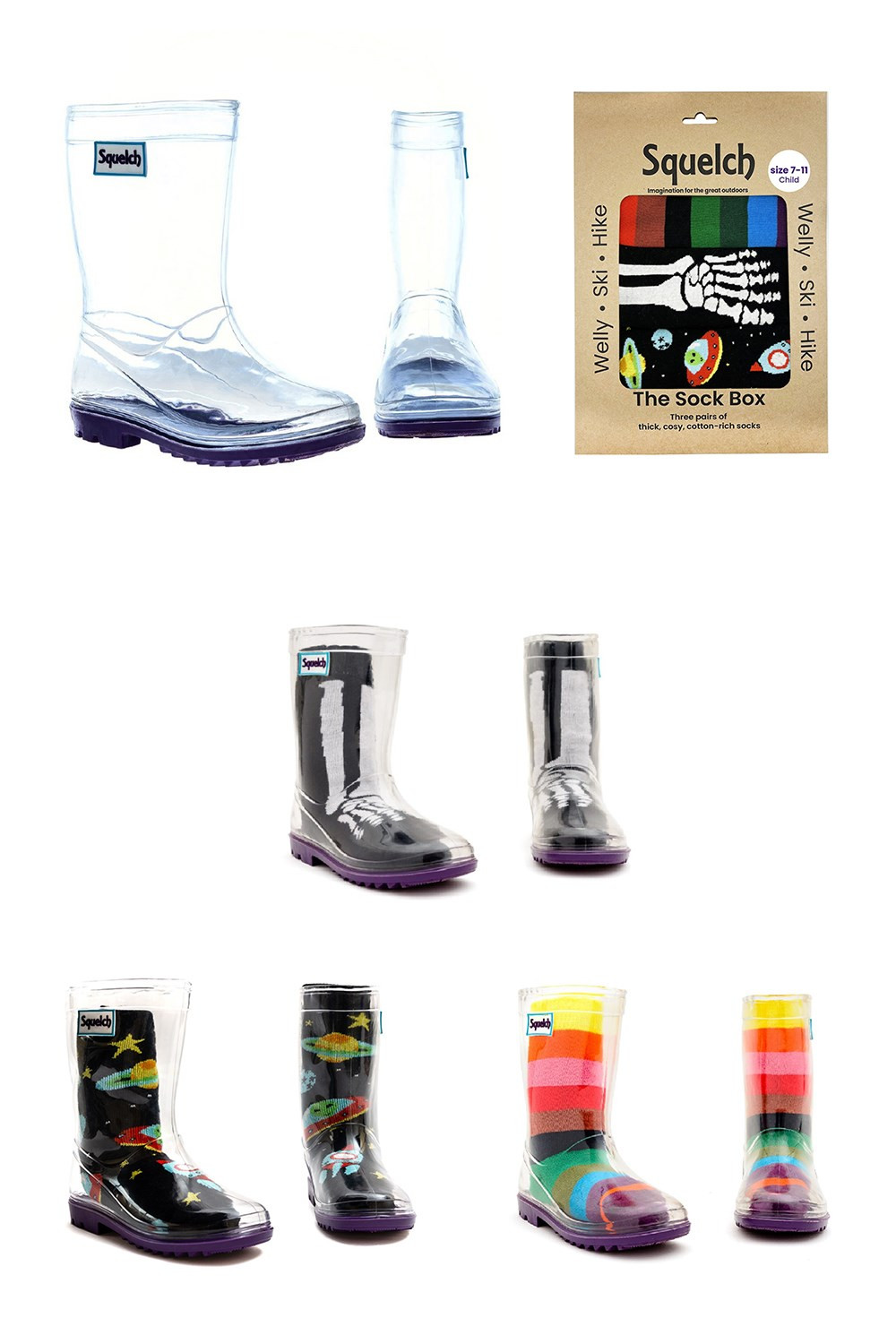 Mini Transparent Welly Boots and Socks Package | Mountain Warehouse