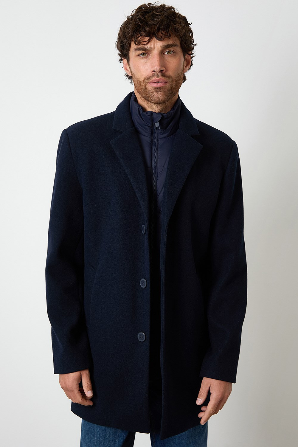 Faux Wool Mens Mock Layer Longline Mac | Mountain Warehouse