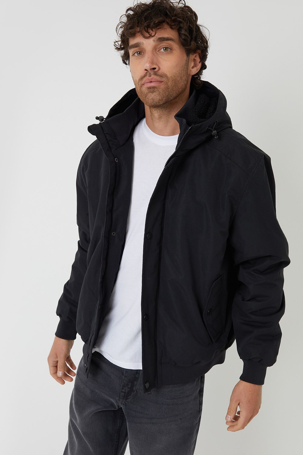 Microfleece Lined Mens Hooded Lightweight Jacket | Mountain Warehouse