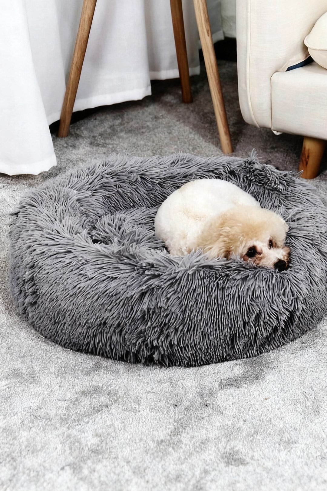 Calming Round Donut Plush Dog Cuddler Bed | Mountain Warehouse