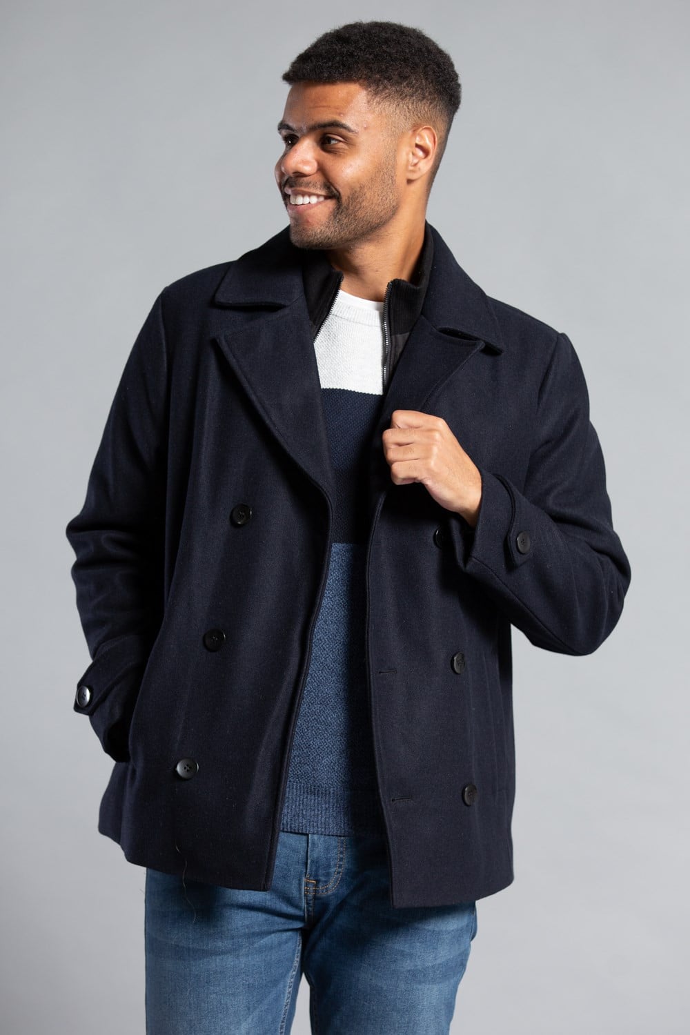 Mens Faux Wool Coat with Inside Funnel Neck | Mountain Warehouse