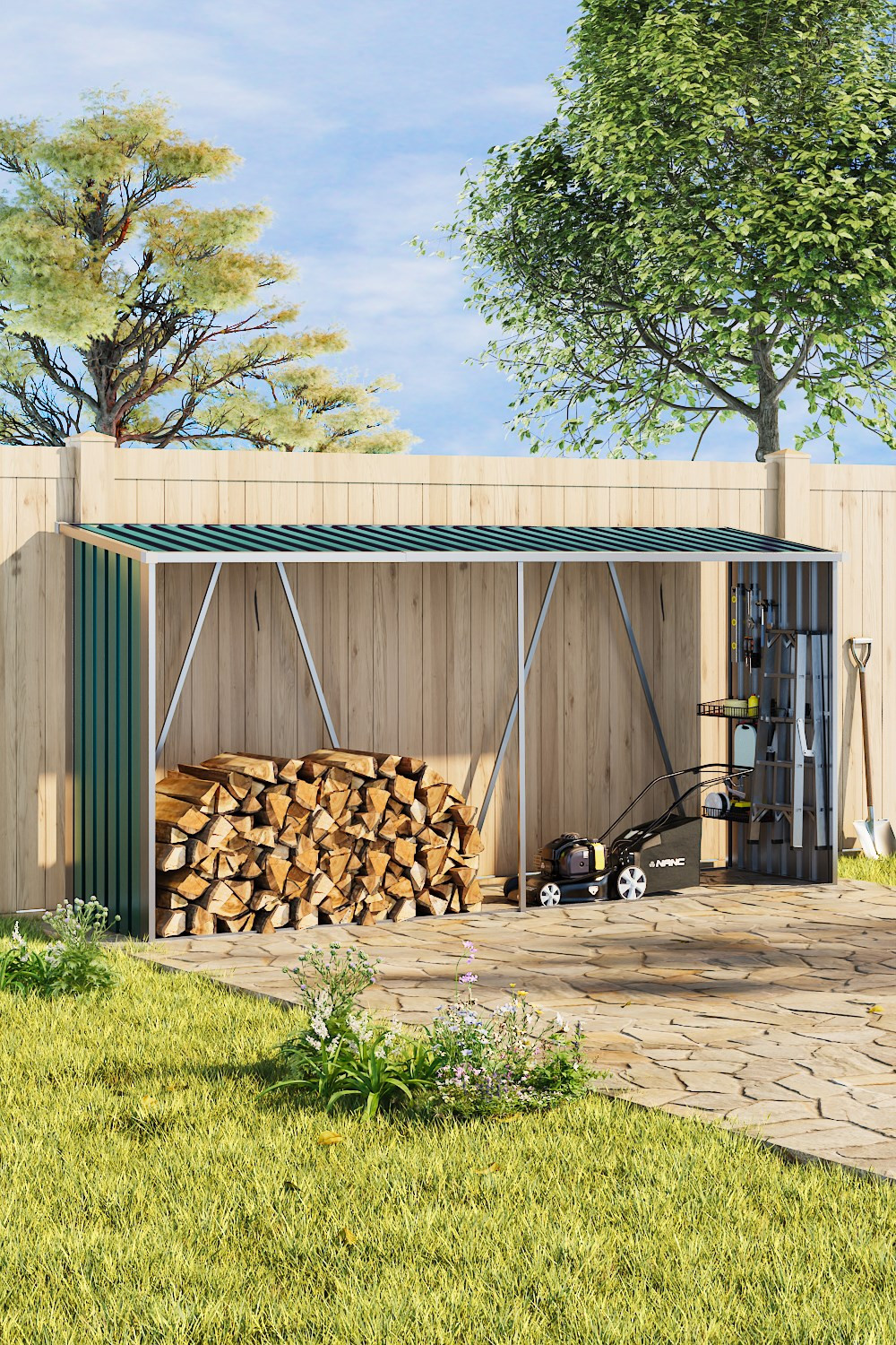 Zinc Steel Firewood Log Storage Shed | Mountain Warehouse