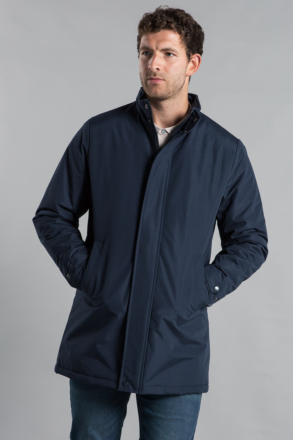Mens Funnel Neck Button-Up Coat | Mountain Warehouse