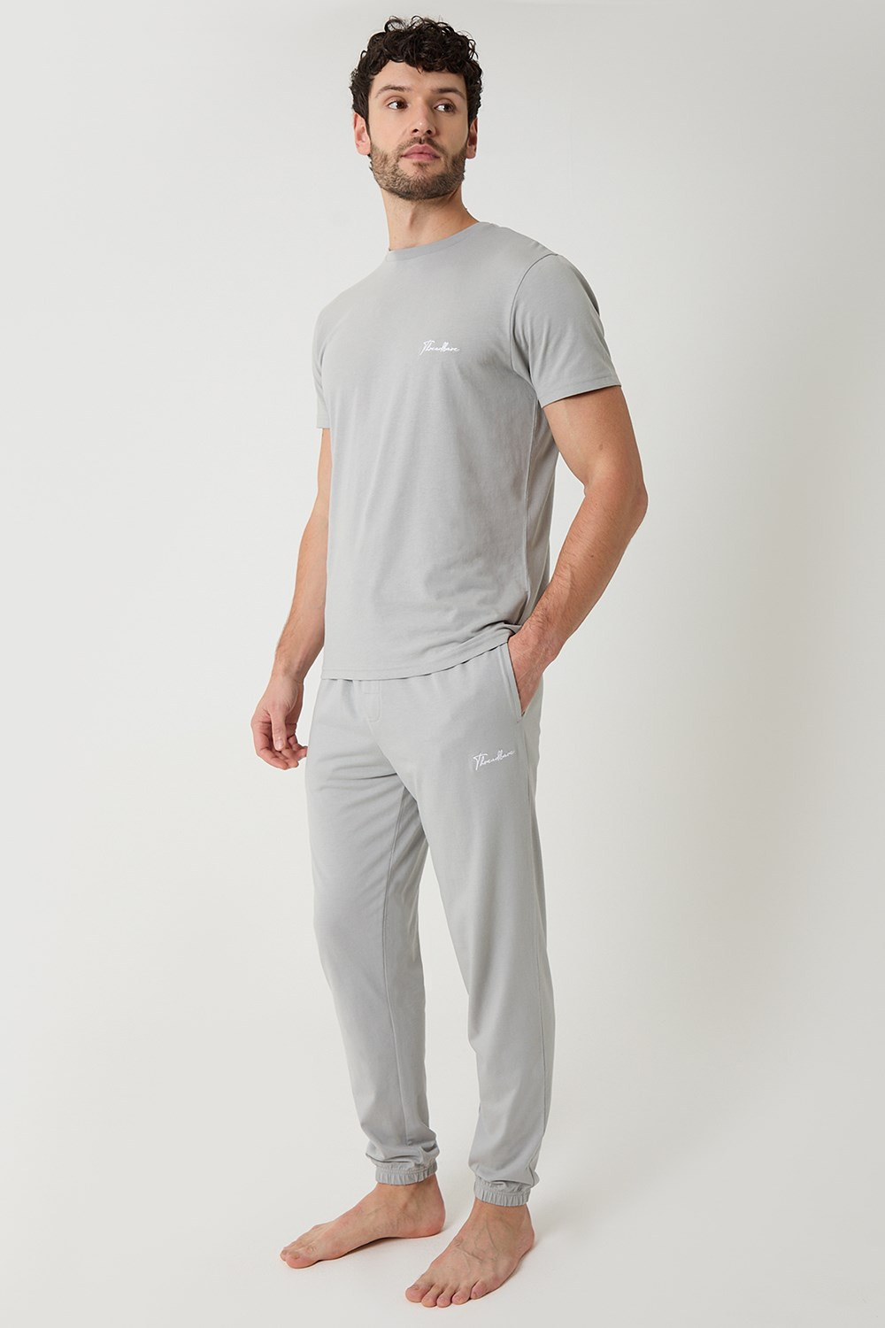 Mens Cotton Blend Script Logo Lounge Set | Mountain Warehouse
