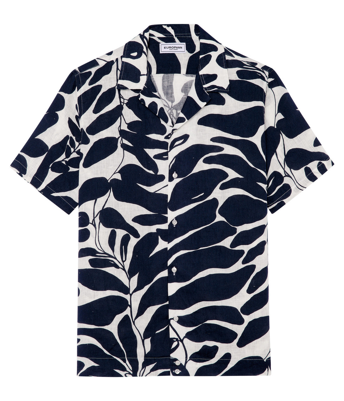Short Sleeve Linen Shirt - Marine - AMADEO - Europann