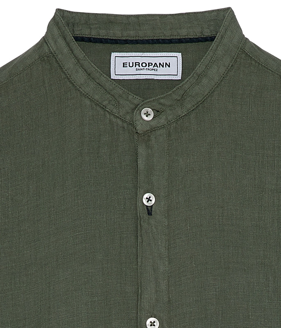 Buy Men's Linen Shirt Mao Collar Ciel Color | Europann Saint Tropez