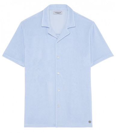 Terry cloth button down polo - Light Blue