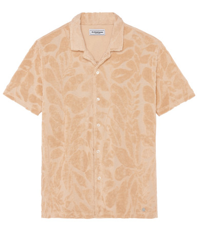 Jacquard Terry cloth button down polo - Cream