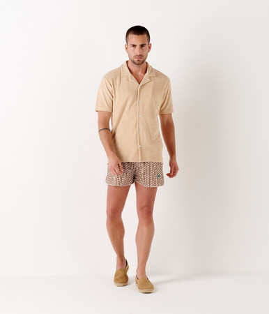 Terry cloth button down polo - Light Blue