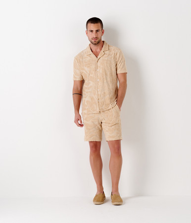 Terry cloth button down polo - Light Blue