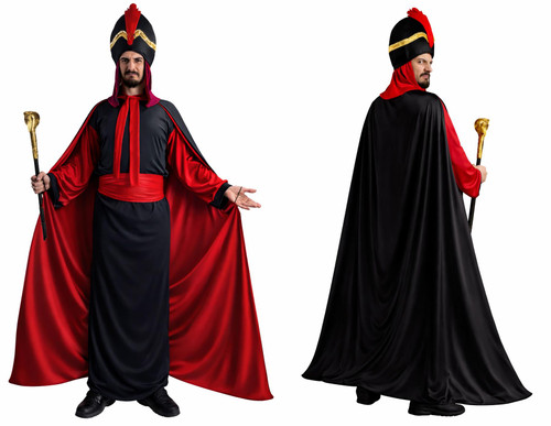 Adults Deluxe Jafar Arabian Sorceror Movie Pantomime Fancy Dress Costume