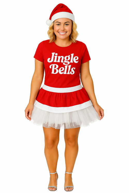 Adults Miss Christmas Santa Claus Jingle Bells Festive Fancy Dress Costume
