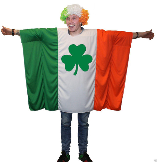 Adults Ireland Supporters Irish Clover National Flag Poncho Fancy Dress ...