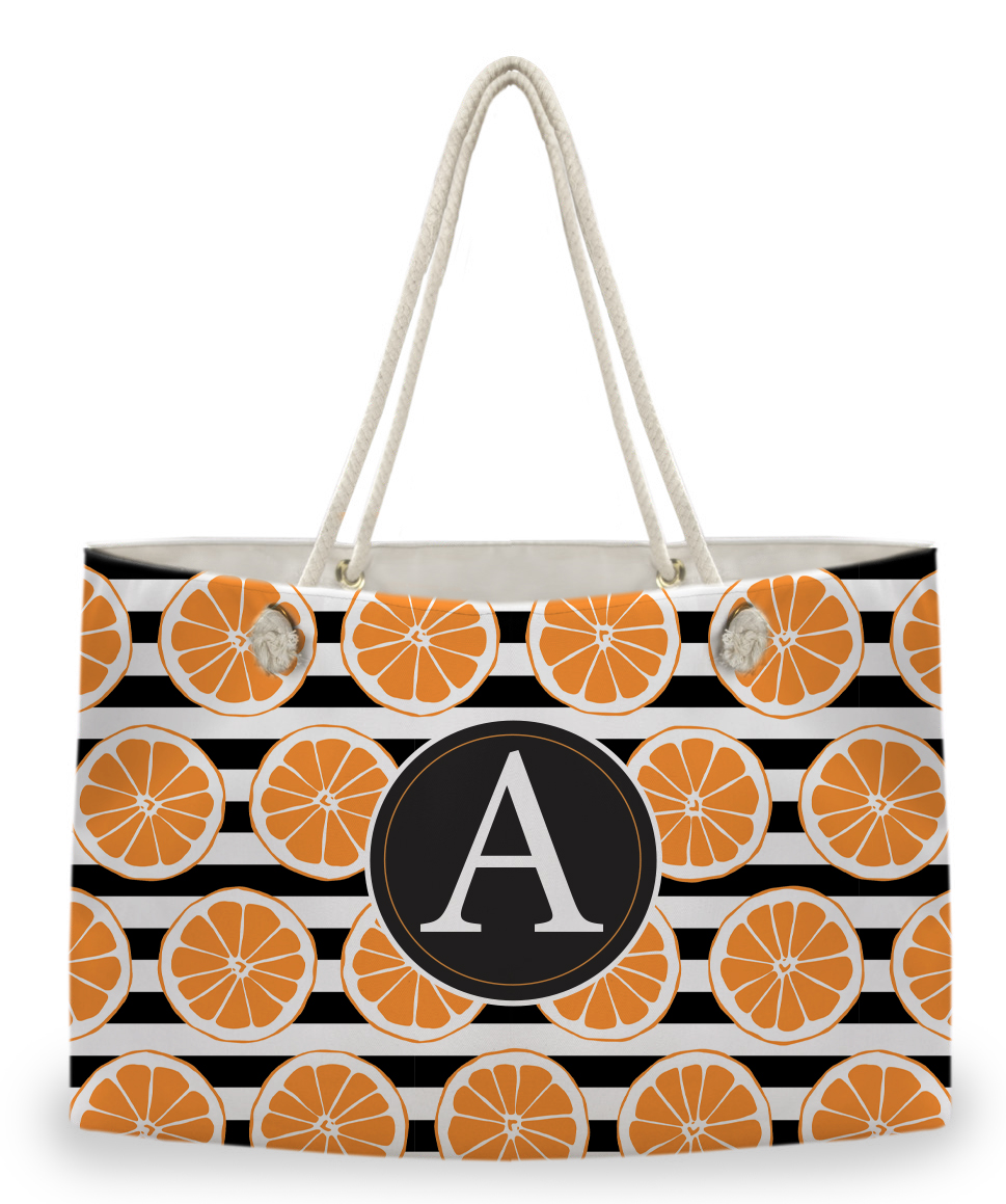 Weekender Bag - Orange Stripes - Lavender Belle Design