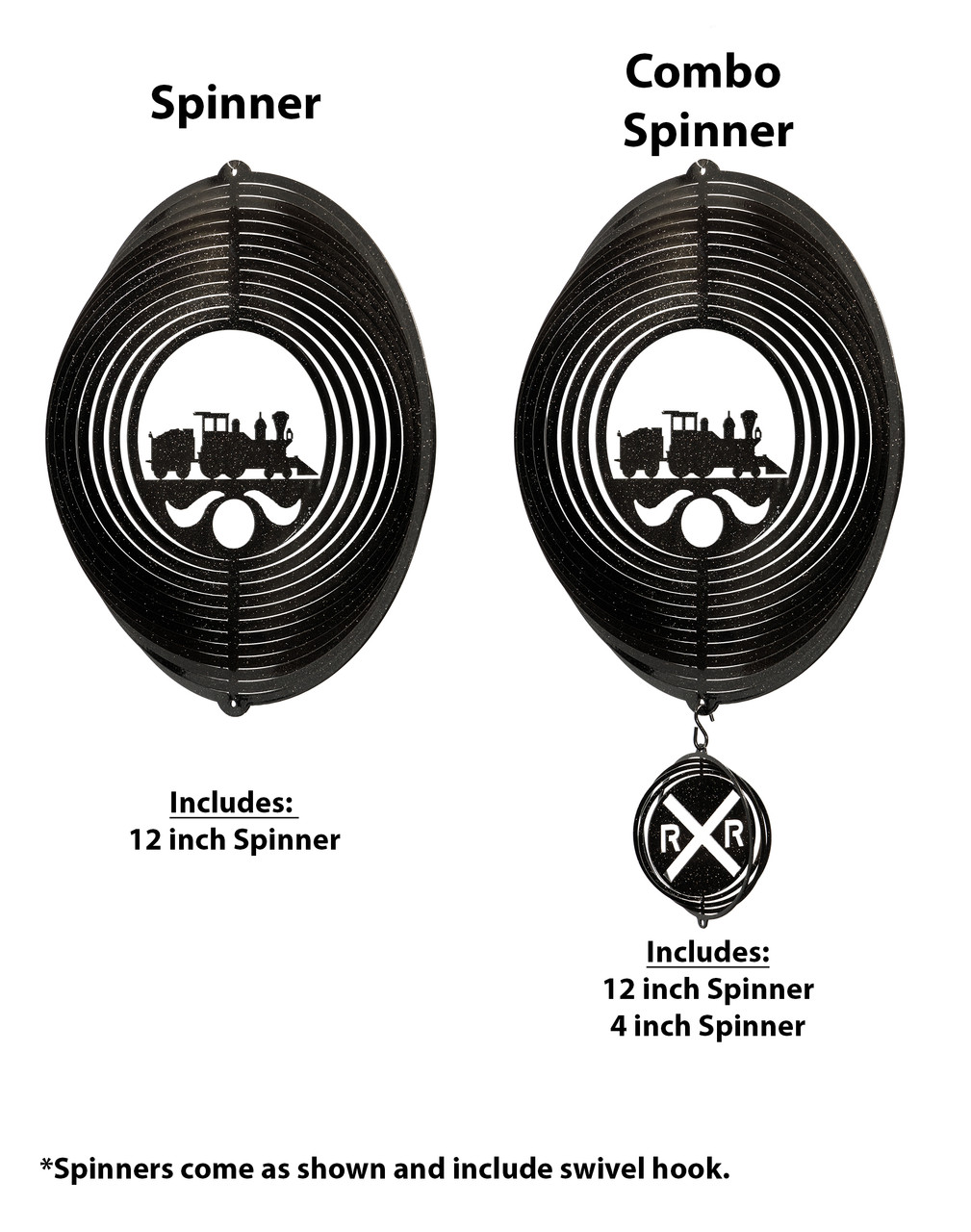 TRAIN LOCOMOTIVE Circle Swirly Metal Wind Spinner | SWEN Products