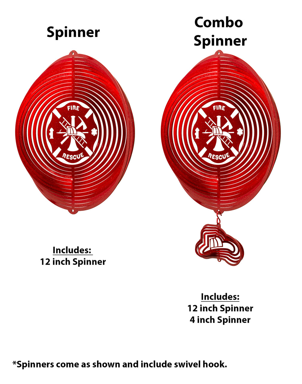 FIRE RESCUE Circle Swirly Metal Wind Spinner | SWEN Products